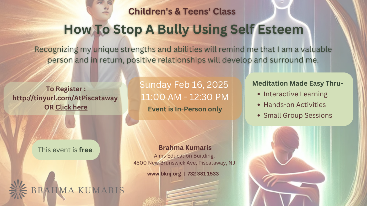 Children’s & Teens’ Class – How To Stop A Bully Using Self Esteem